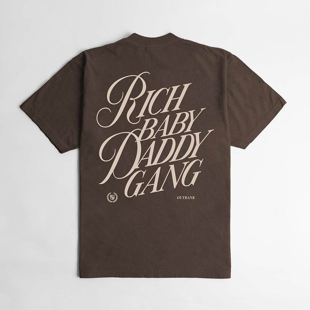 Rich Baby Daddy Gang Crest Ultra Heavyweight T-shirt- Mocha - Outrank ...